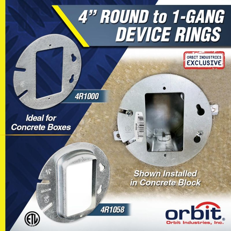 4″ Round to 1-Gang Device Rings by Orbit Industries! – The Reeves ...