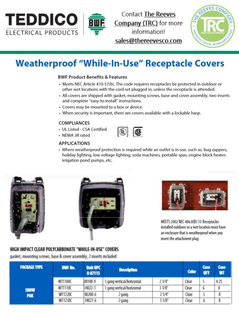Let Teddico Weatherproof Your Receptacle Covers! – The Reeves Company ...